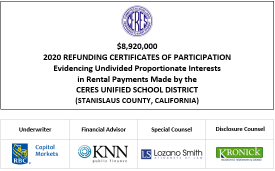$8,920,000 2020 REFUNDING CERTIFICATES OF PARTICIPATION Evidencing ...