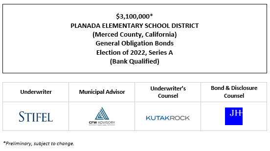 $3,100,000* PLANADA ELEMENTARY SCHOOL DISTRICT (Merced County ...